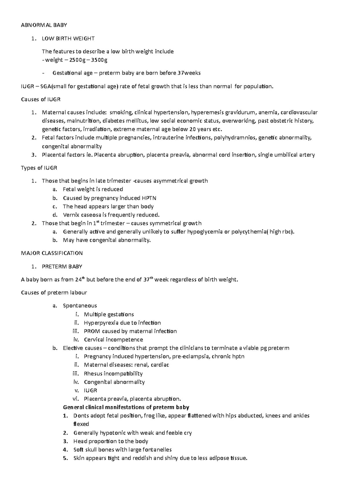 Complications OF THE Newborn - ABNORMAL BABY 1. LOW BIRTH WEIGHT The ...
