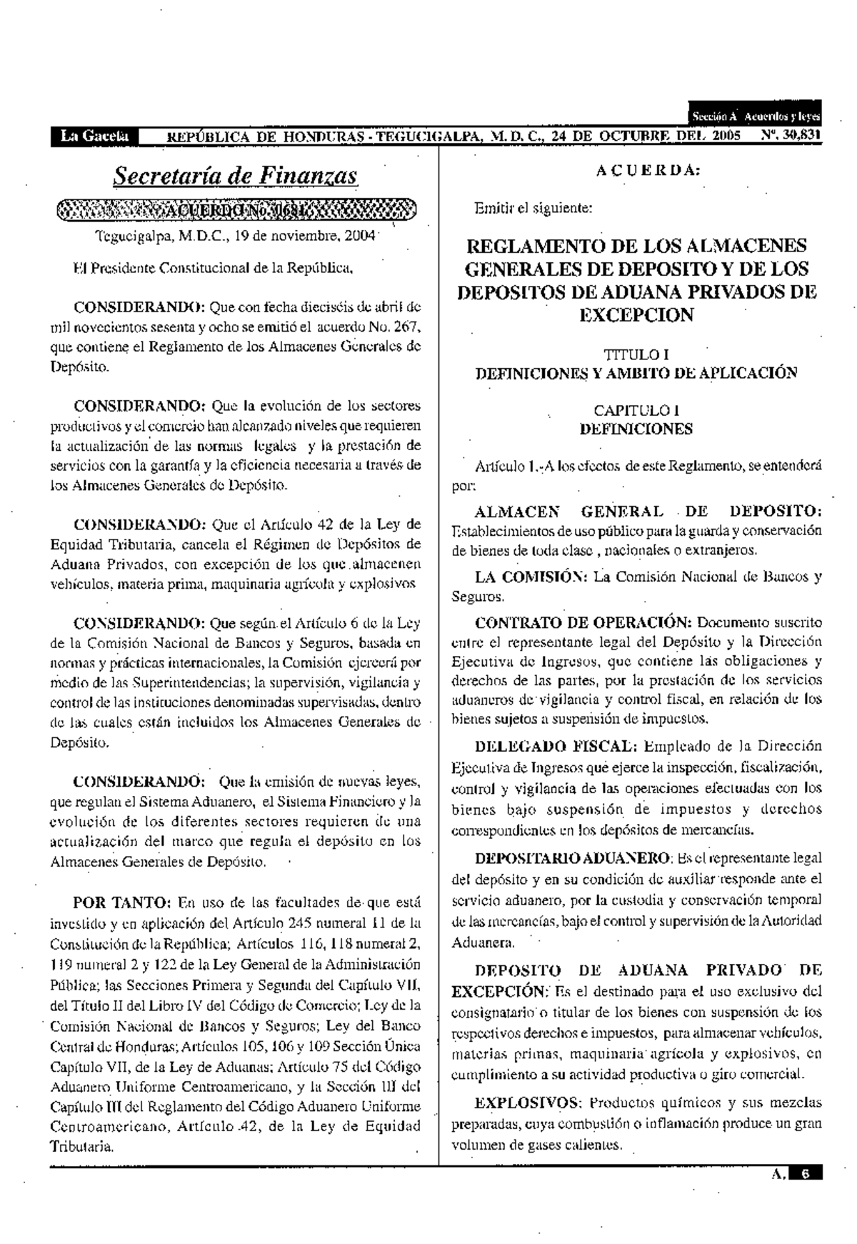 0681 Reglamento Almacenes Generales DE Deposito 1 - Sección A Acuerdos ...