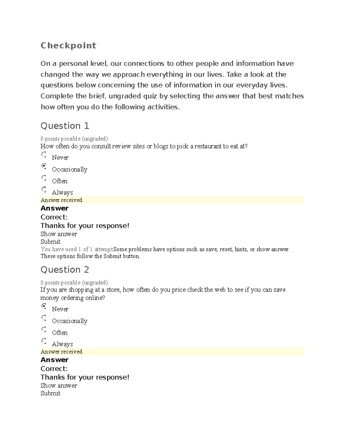 Snhu la quiz - quiz - Checkpoint On a personal level, our connections ...