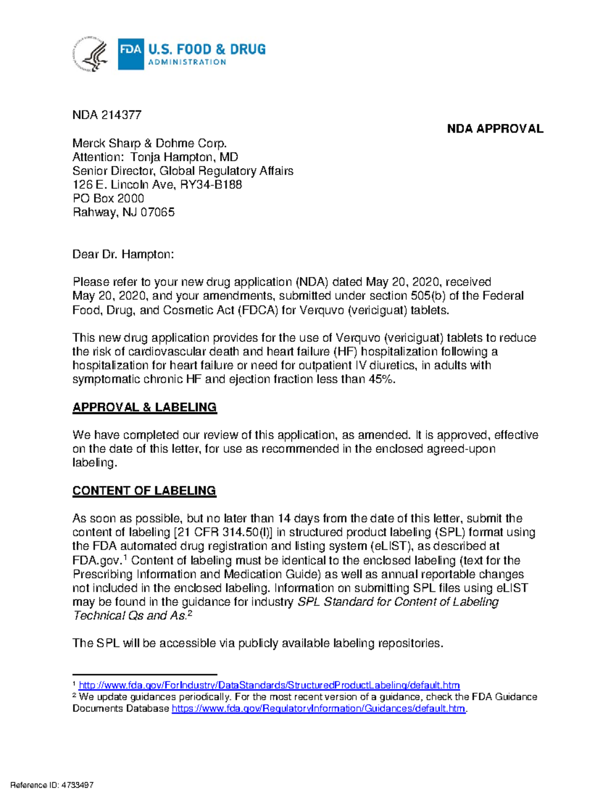 Verquvo NDA Approval - This is a document from the FDA website - NDA ...