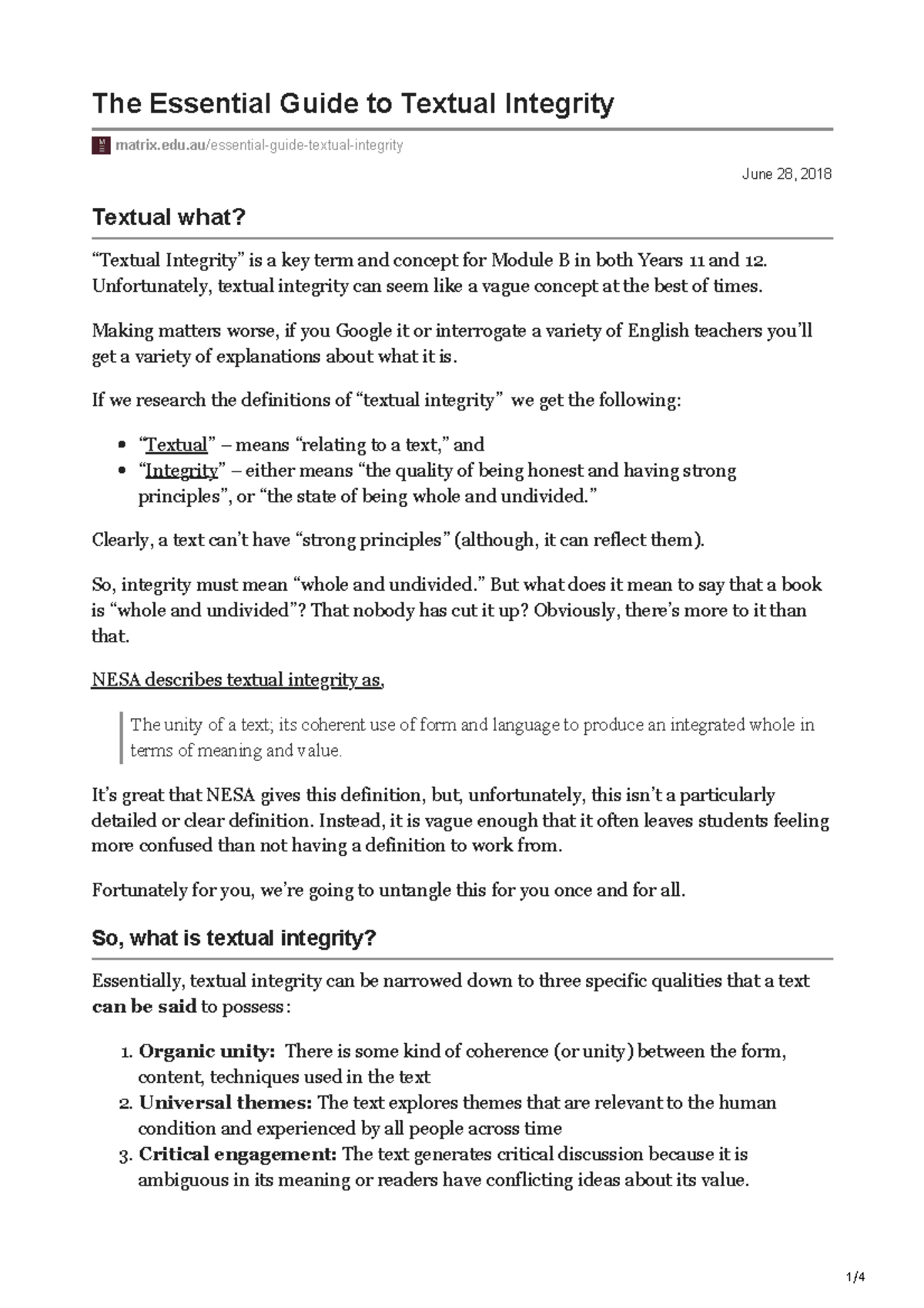 The Essential Guide to Textual Integrity - June 28, 2018 The Essential ...