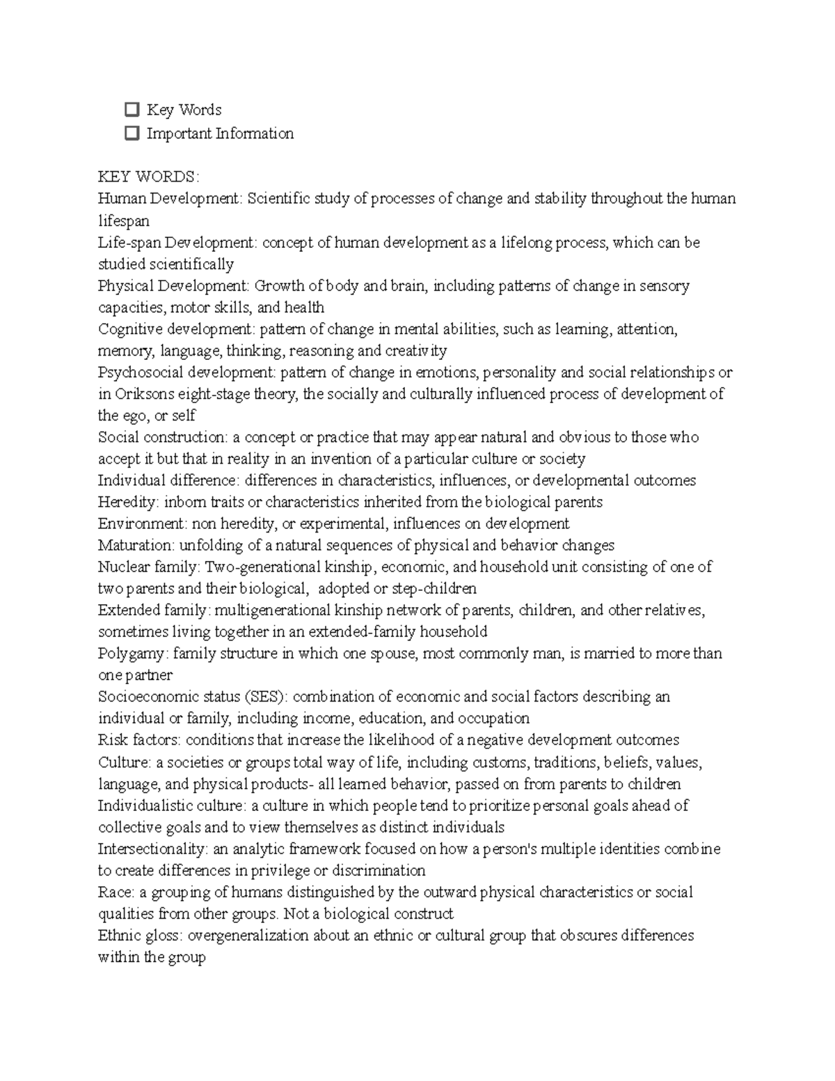 Week 2 Chapters 1 and 2 - Readings from the book "Human Development ...