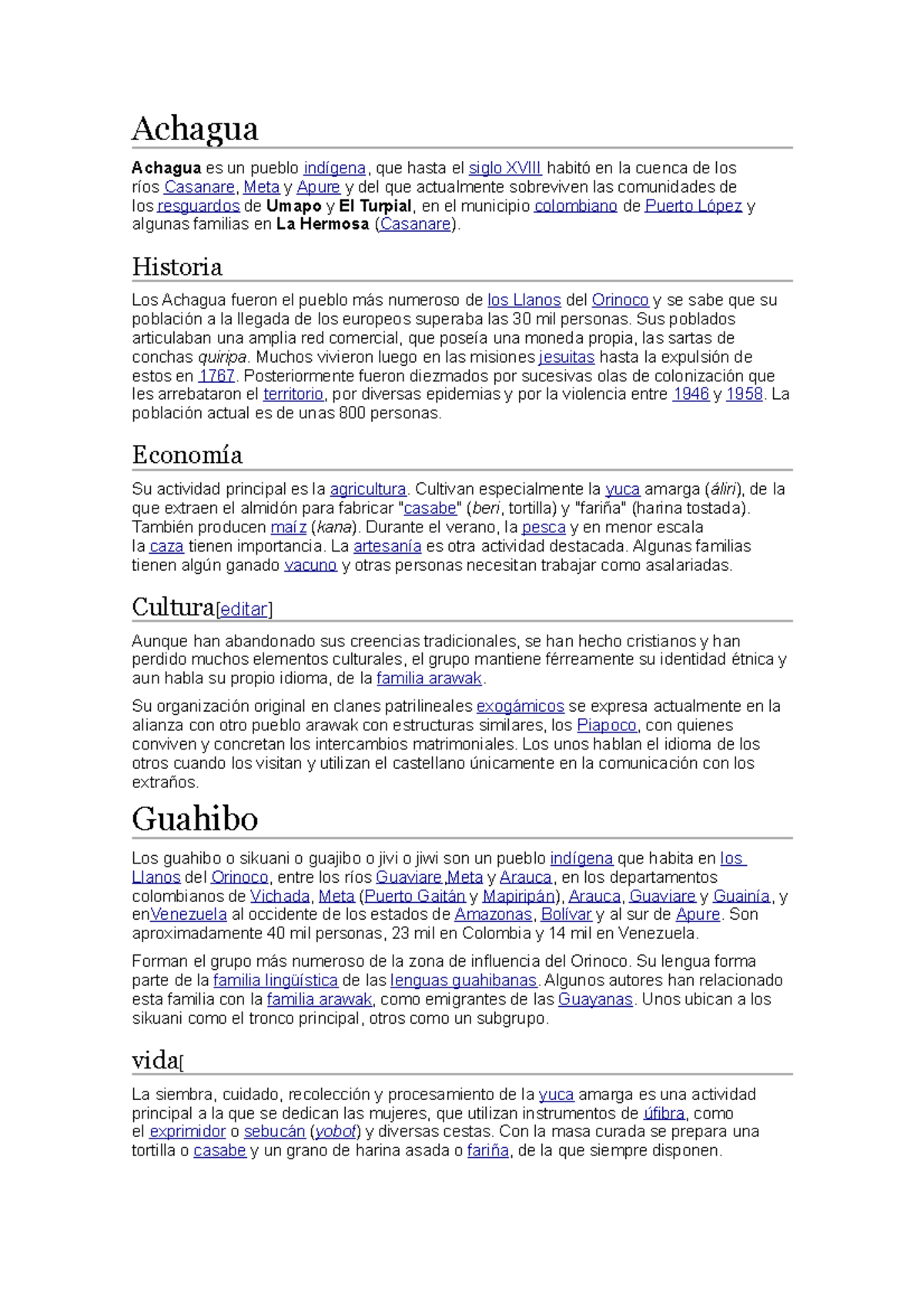 Achagua - habla de los diferentes aborigenes - Achagua Achagua es un ...