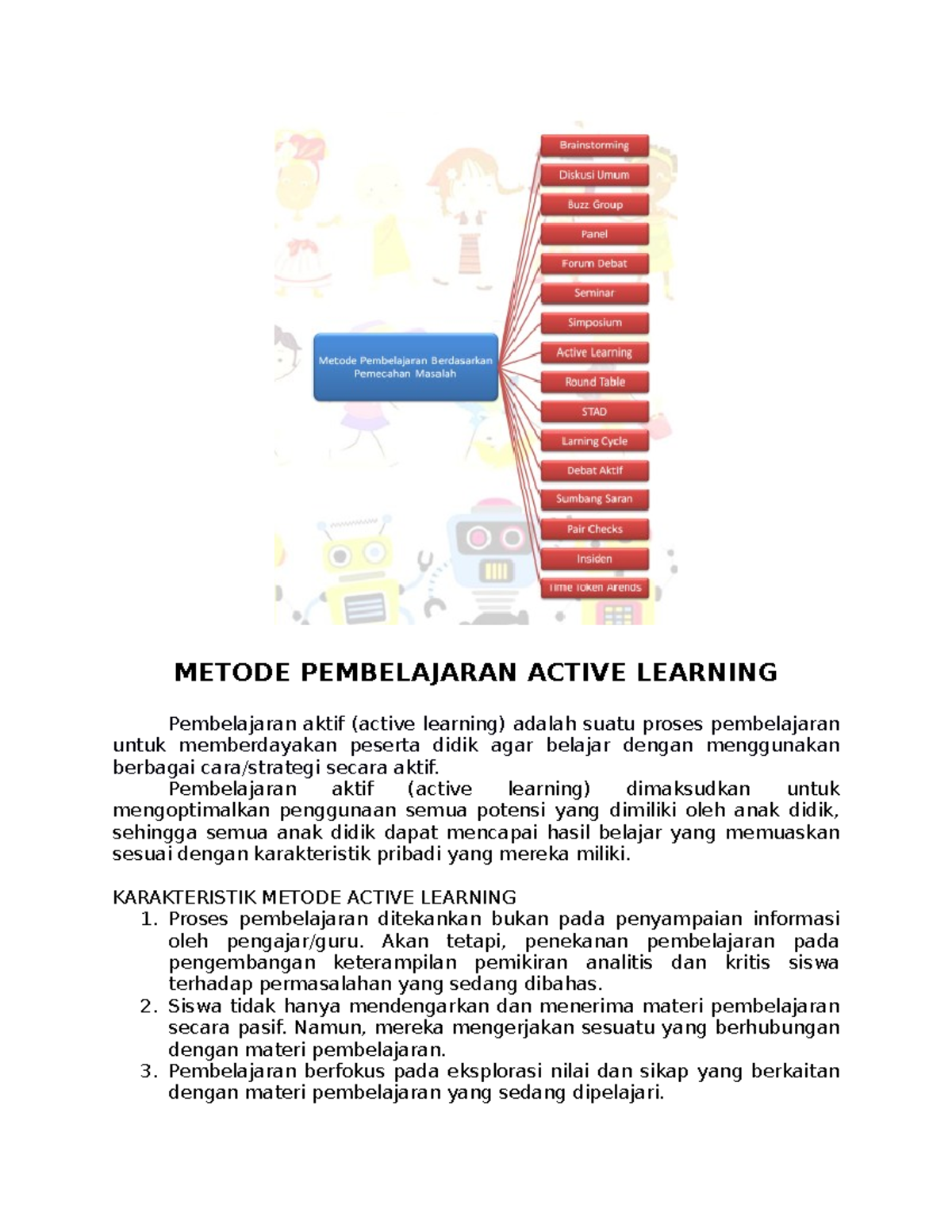 Metode Pembelajaran Active Learning - METODE PEMBELAJARAN ACTIVE LEARNING Pembelajaran aktif ...