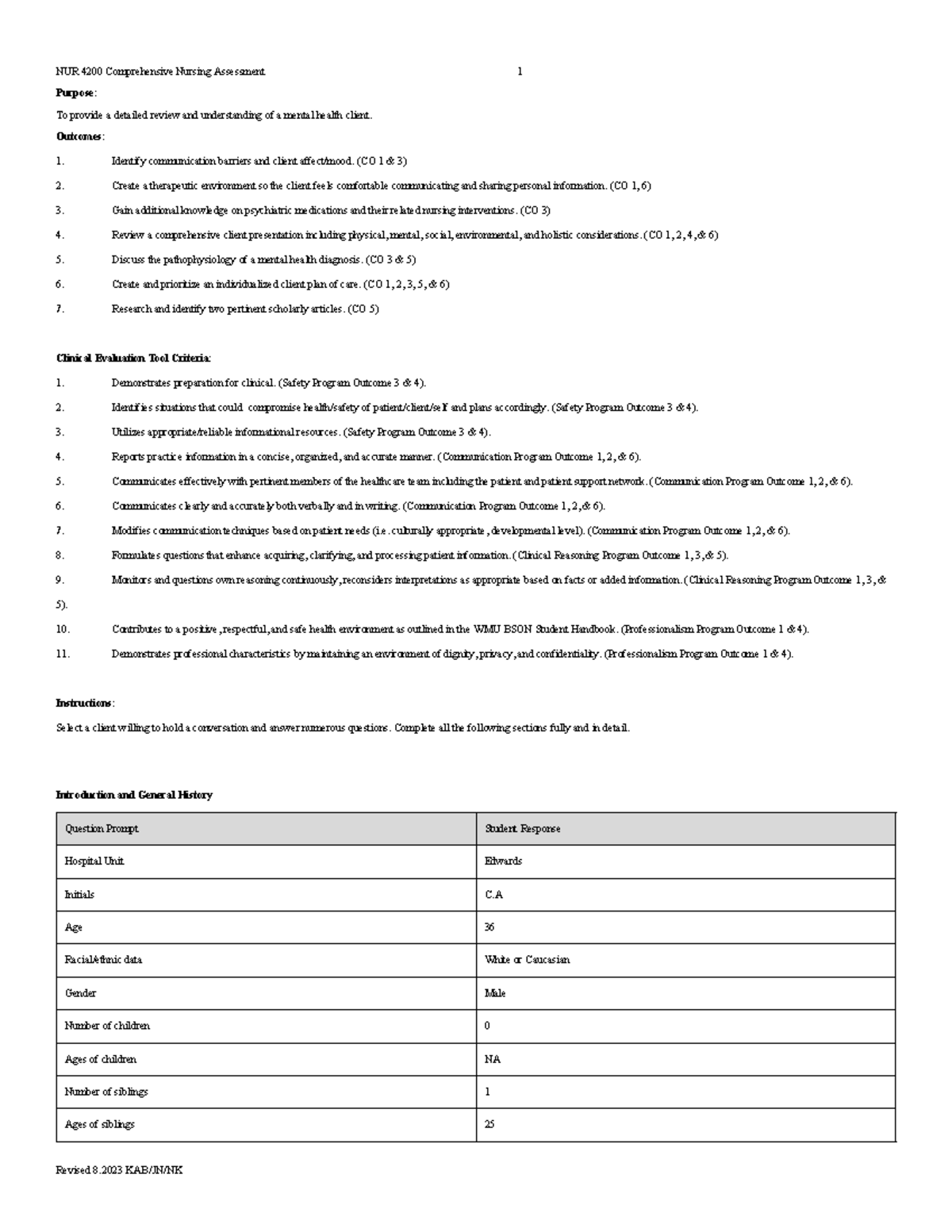 4200 Comprehensive Assessment - Purpose: To provide a detailed review ...