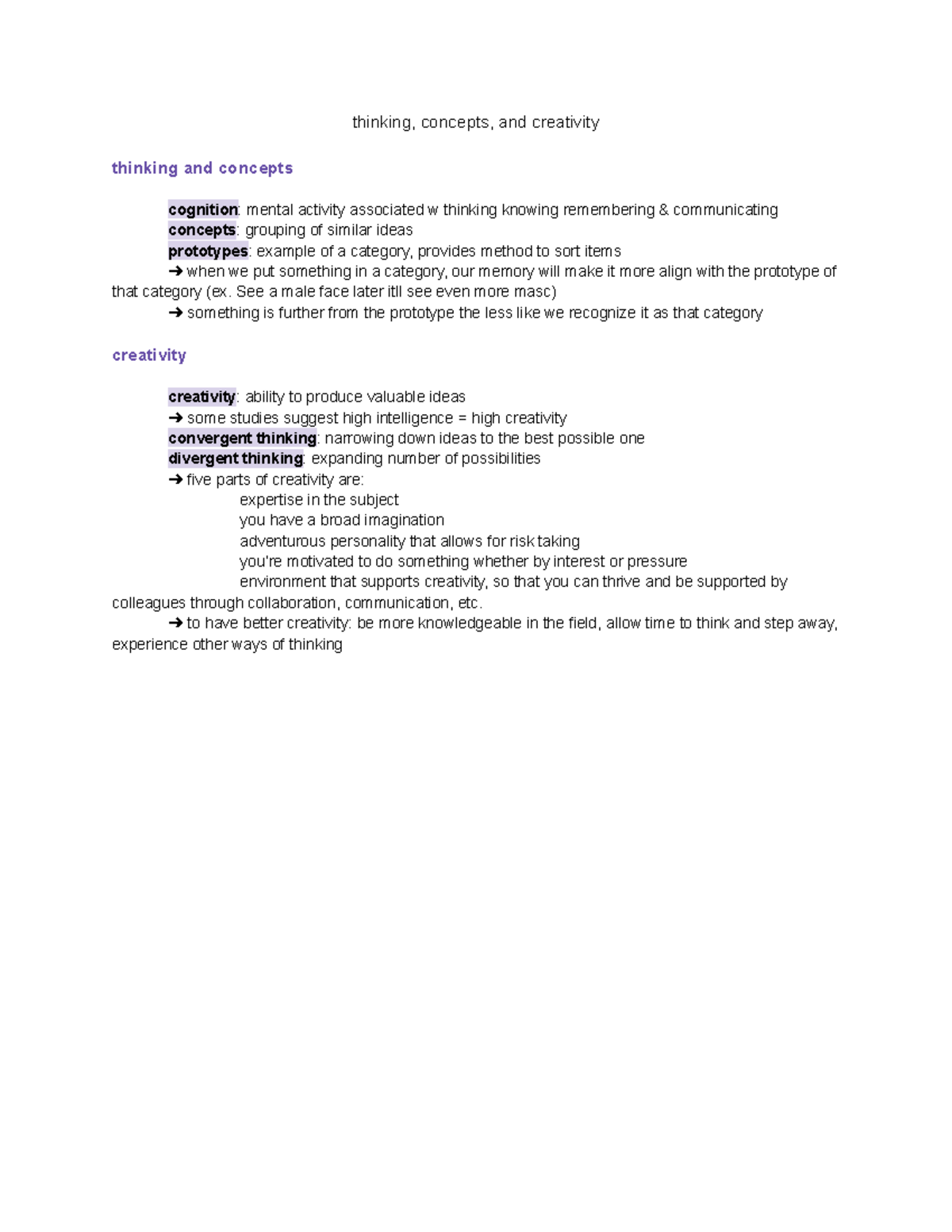 Thinking and concepts - thinking, concepts, and creativity thinking and ...