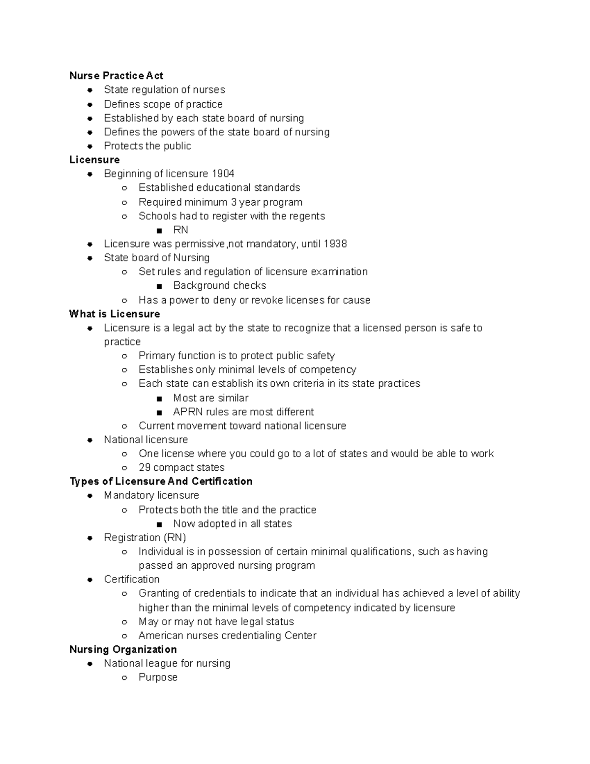 Nursing 101 2 7 - Lecture notes 3 - Nurse Practice Act State regulation ...