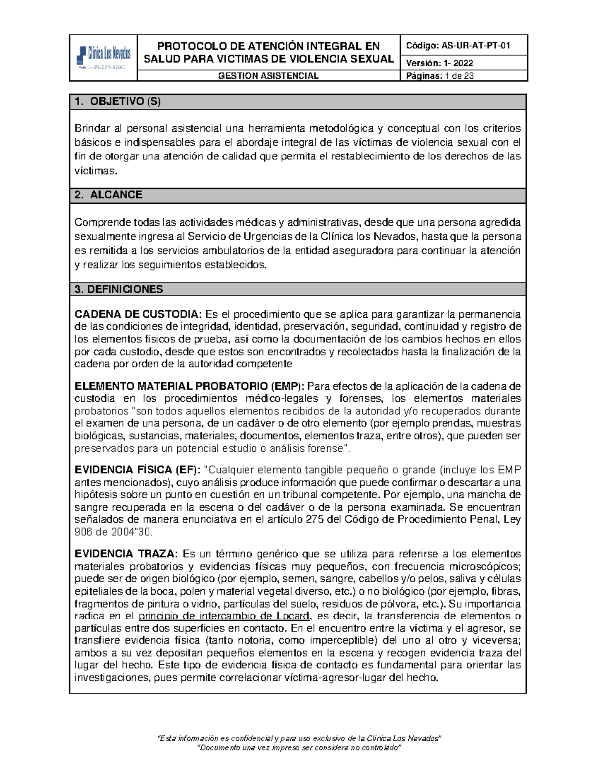 Protocolo de Atencion a Victimas de Violencia Sexual - PROTOCOLO DE ATENCIÓN INTEGRAL EN SALUD ...
