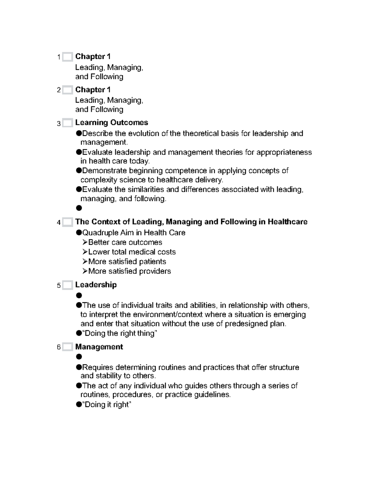 Exam 1 leadership - notes for first exam - 2/12/ Chapter 1 Leading ...