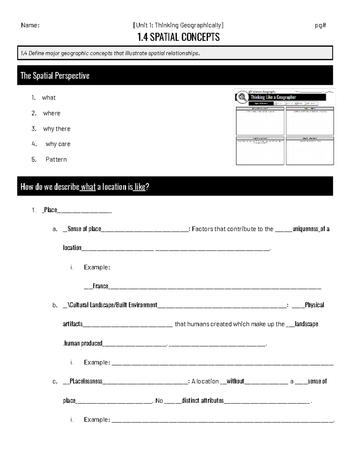 Copy of Spatial Concepts Student Notes-1 - 1 SPATIAL CONCEPTS 1 Define ...
