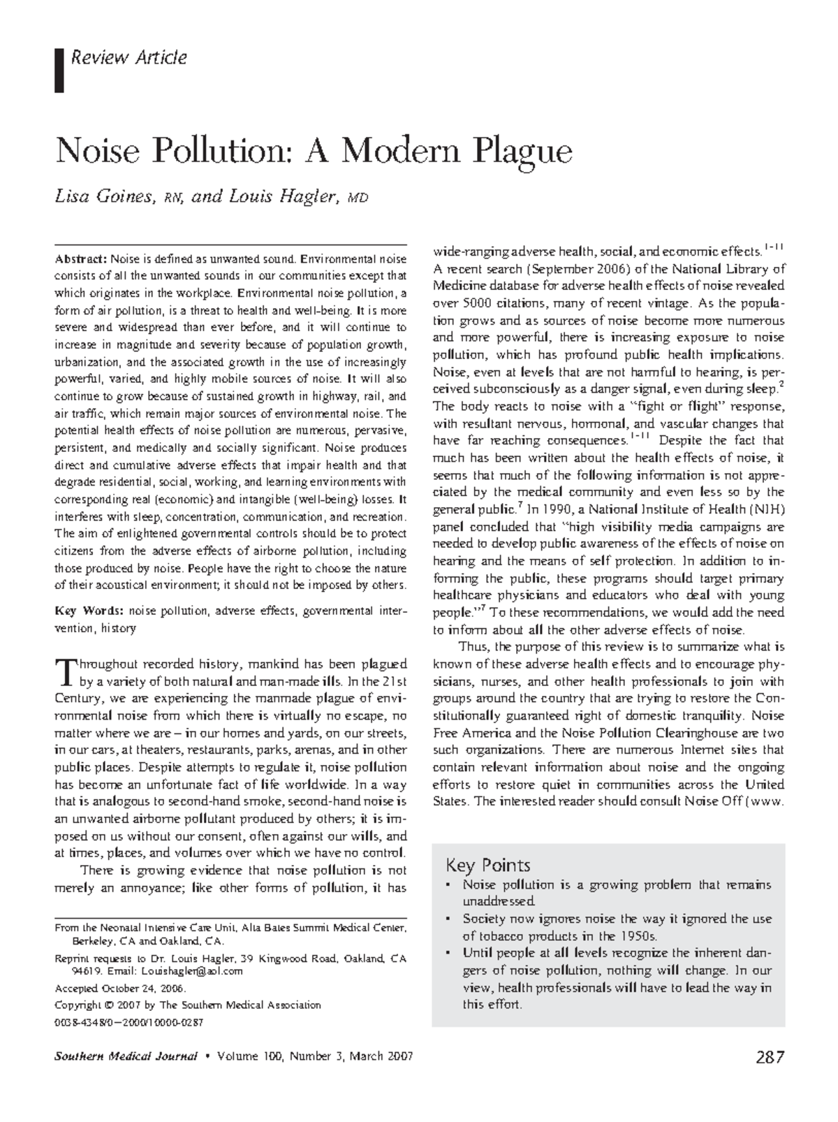 Noise Pollution A Modern Plague - Review Article Noise Pollution: A ...