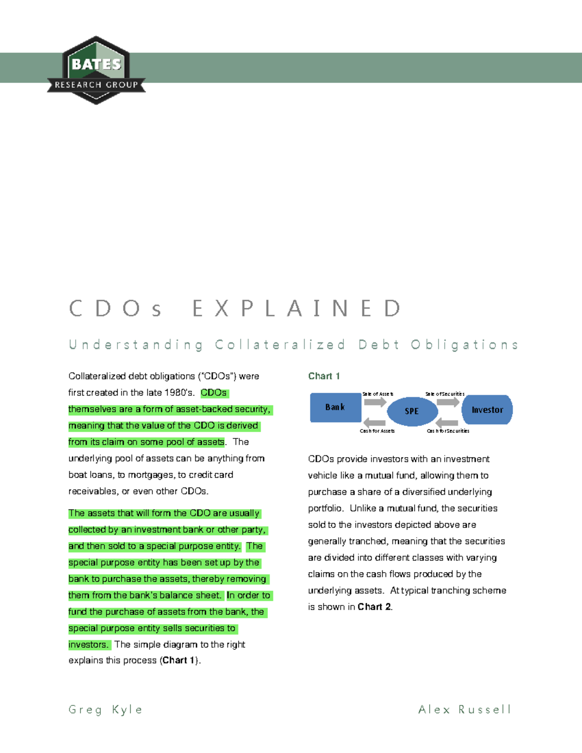 CDO Explained - G r e g K y l e A l e x R u s s e l l C D O s E X P L A ...
