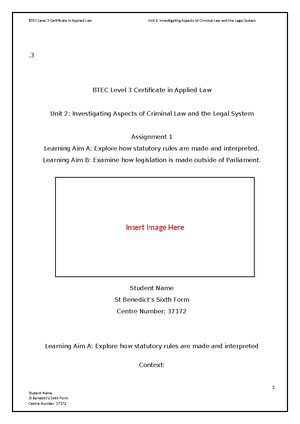 Unit 2 Assignment Brief 2023 - Unit 2: Investigating Aspects of ...