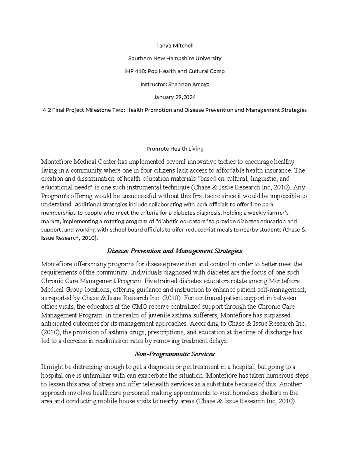 4-2 Final Project Milestone Two Health Promotion and Disease Prevention ...