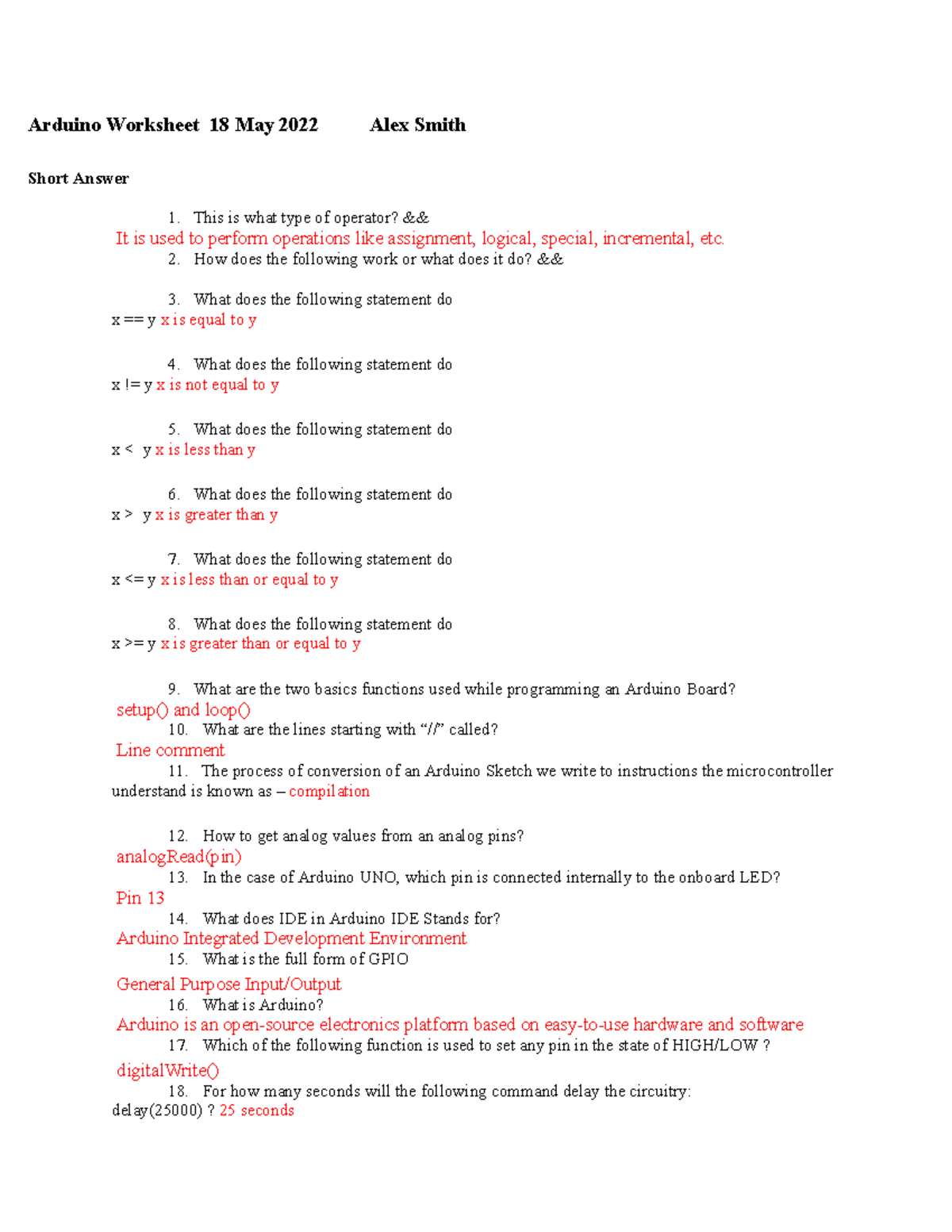 Alexander Smith - Arduino Worksheet 18 May 2022 - 3797930 - Arduino ...