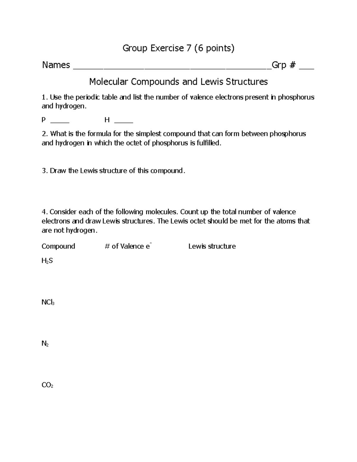 Group Exercise 7 - CHEM 108 - CSN - Studocu