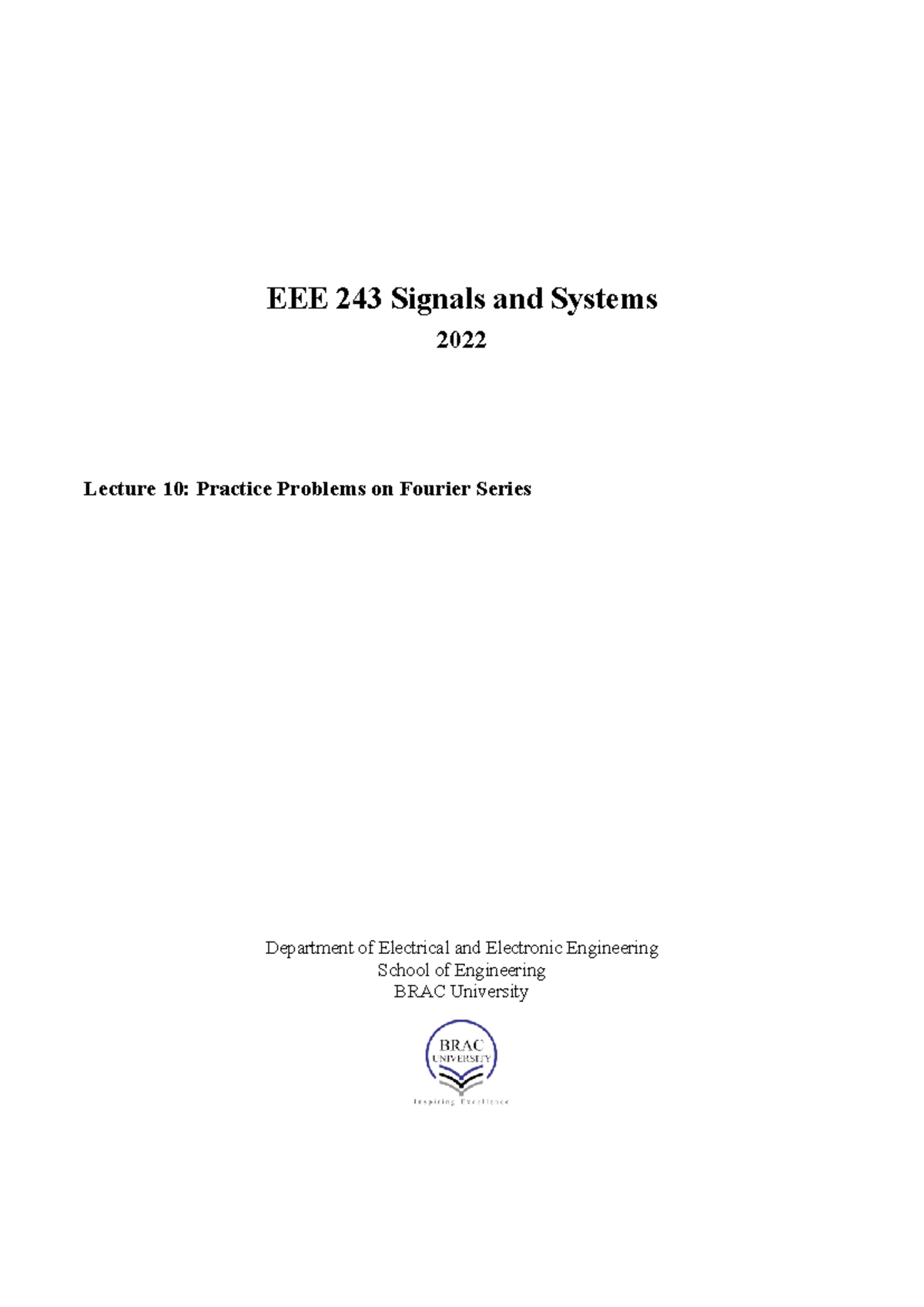 RKS_Signals and Systems_Lecture_10 - EEE 243 Signals and Systems 2022 ...