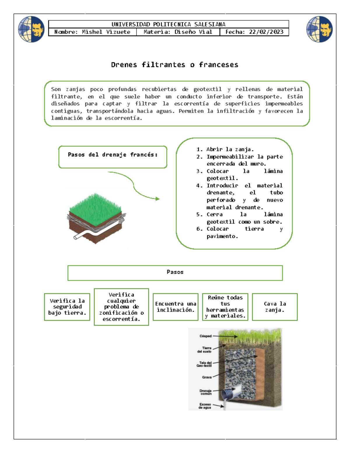 Drenes filtrantes o franceses - Mishel Vizuete - UNIVERSIDAD ...