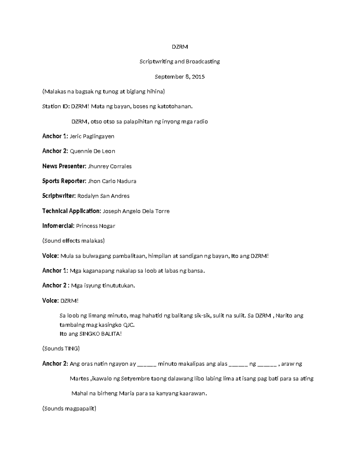 Filipino Radio Broadcasting Script 2 - DZRM Scriptwriting and ...
