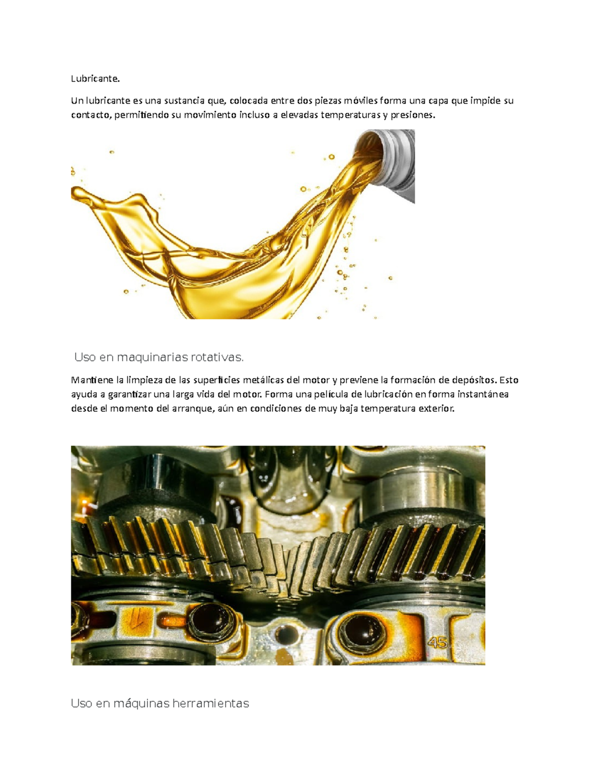 Lubricante - Apuntes 1 - Lubricante. Un lubricante es una sustancia que ...