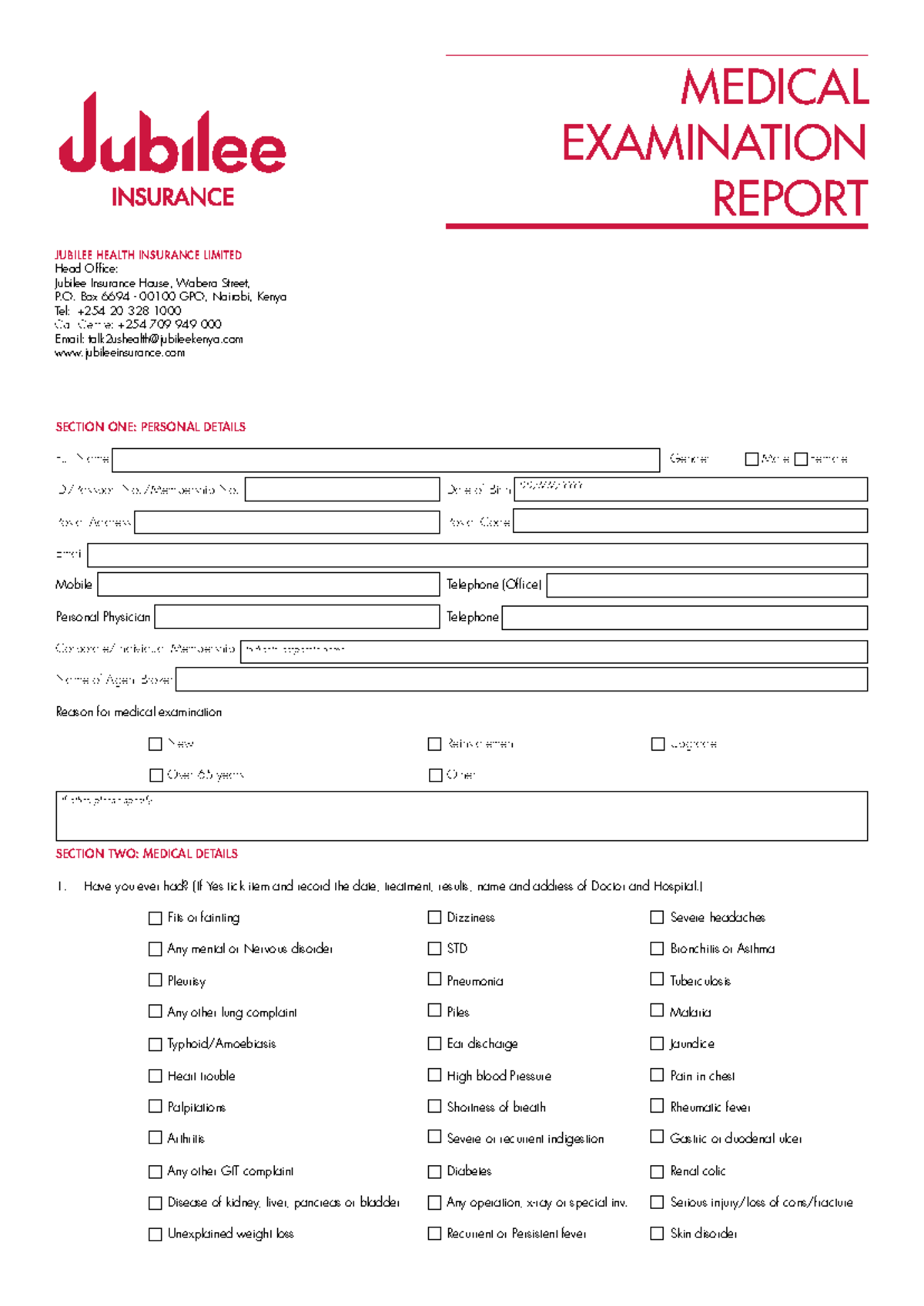 JHIL Medex Reoprt FORM - Good material - MEDICAL EXAMINATION REPORT ...