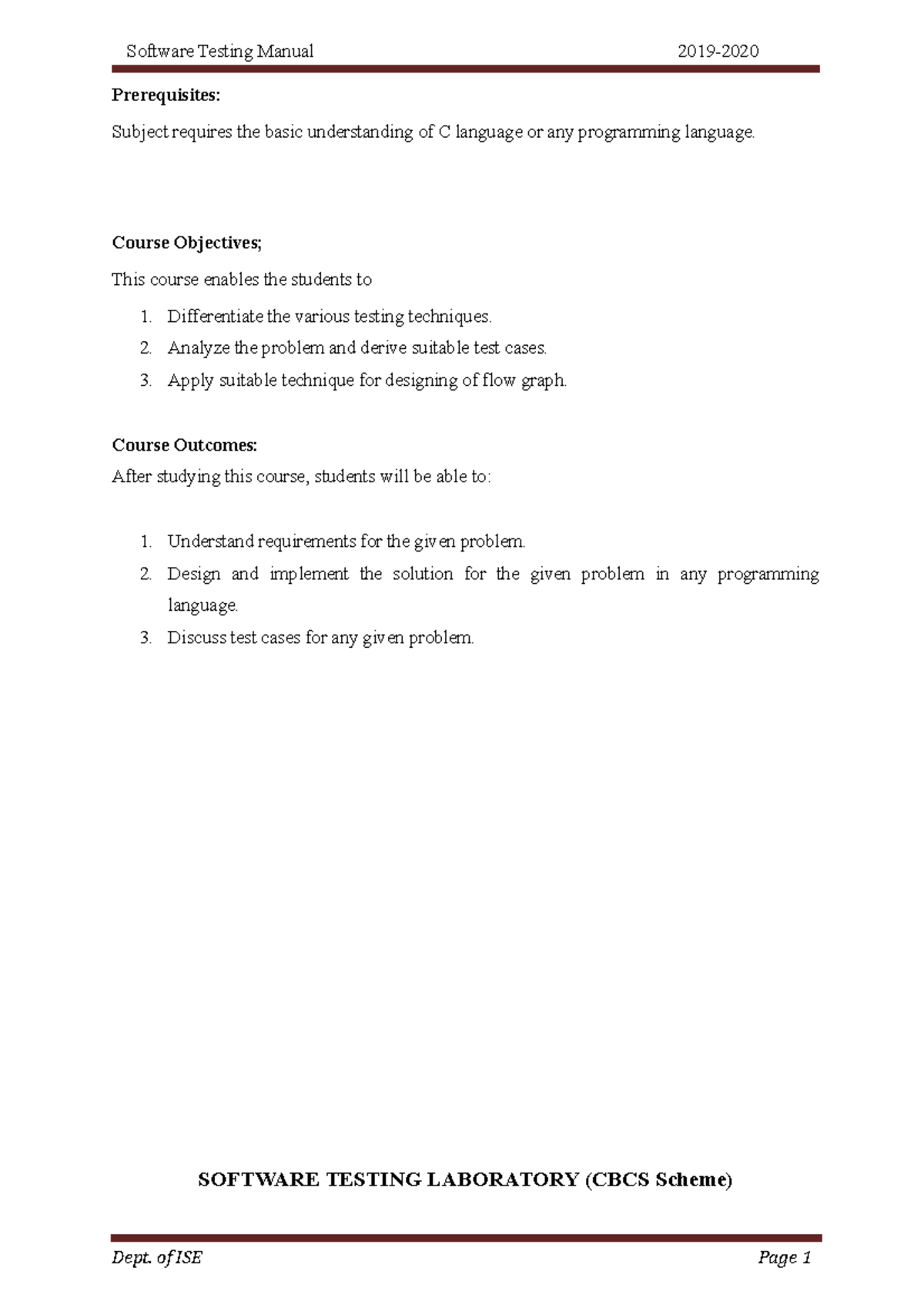 Final ST Lab manual students NEW 2020 - Software Testing Manual 2019 ...