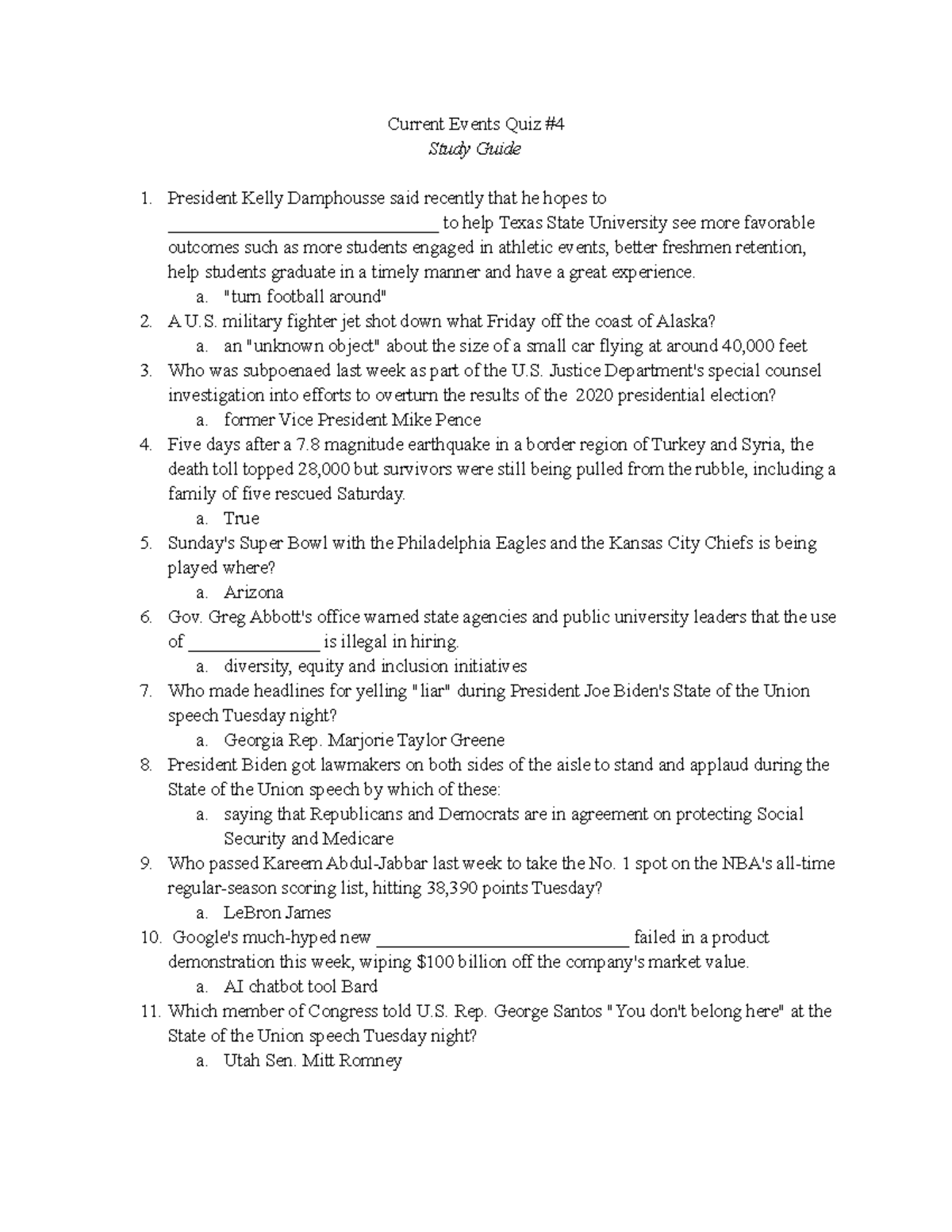 MC1313 Current Events Quiz 4 - Current Events Quiz # Study Guide ...