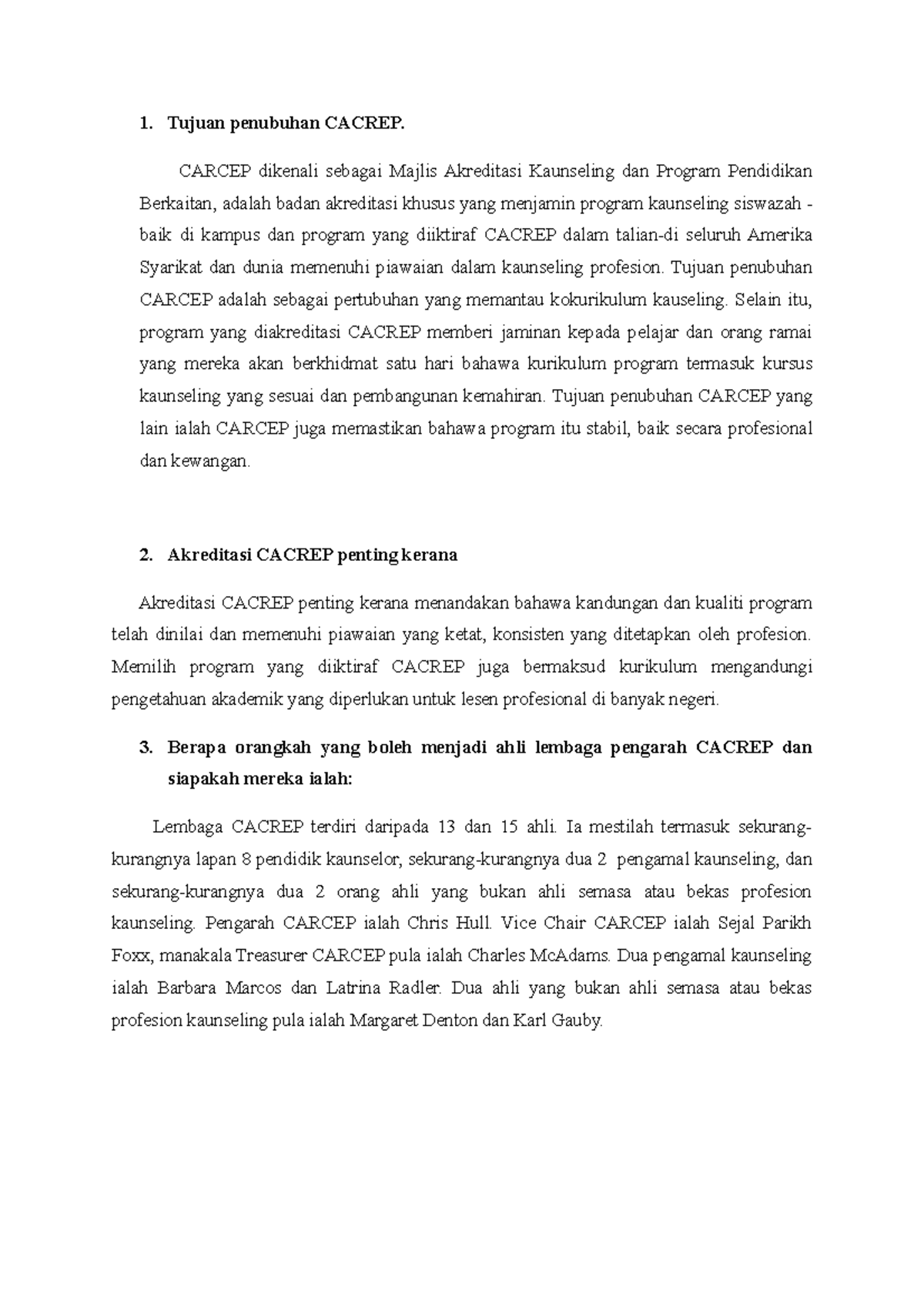 Tujuan penubuhan Cacrep - Tujuan penubuhan CACREP. CARCEP dikenali ...