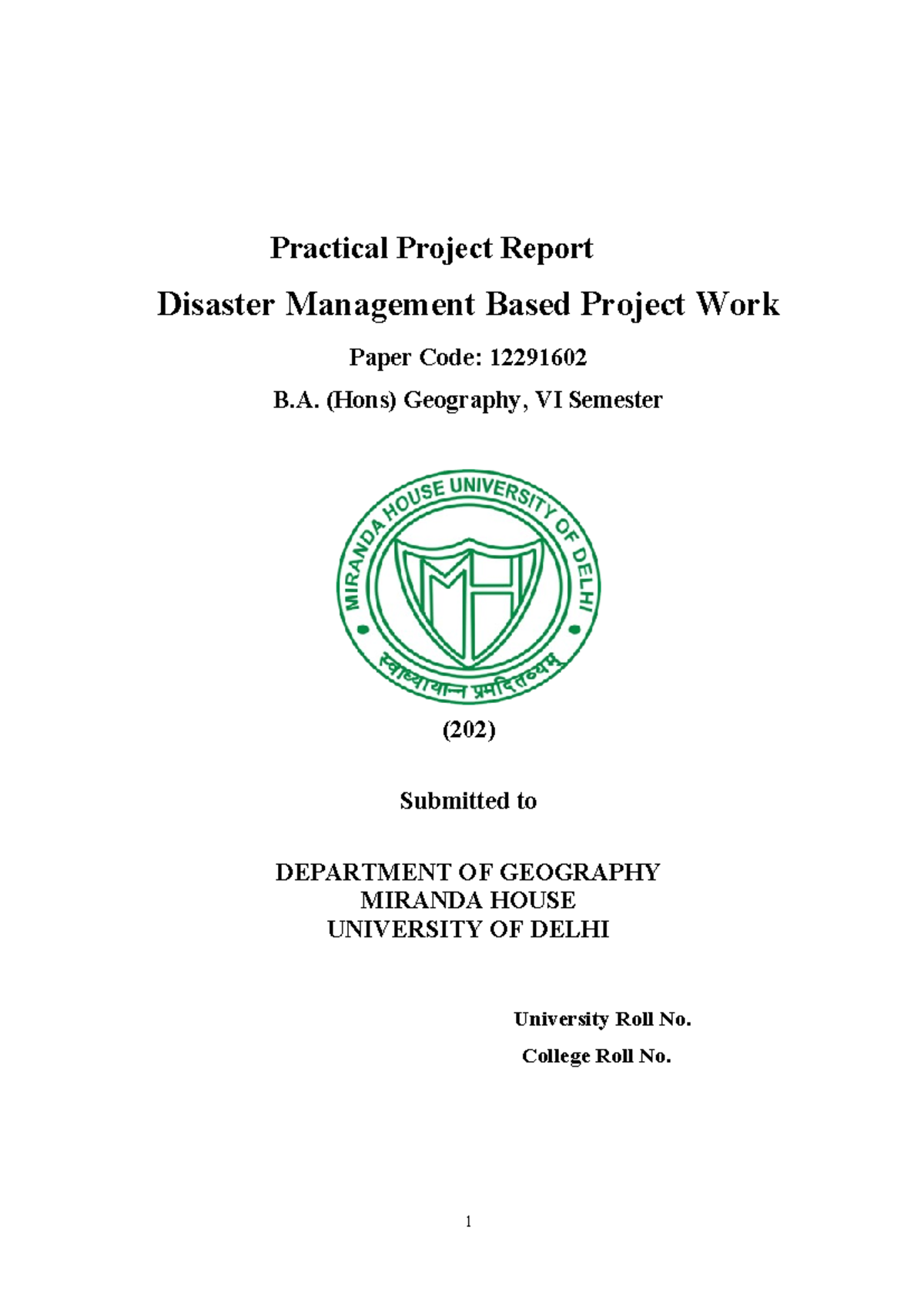Local file 22 - social sci. - Practical Project Report Disaster ...