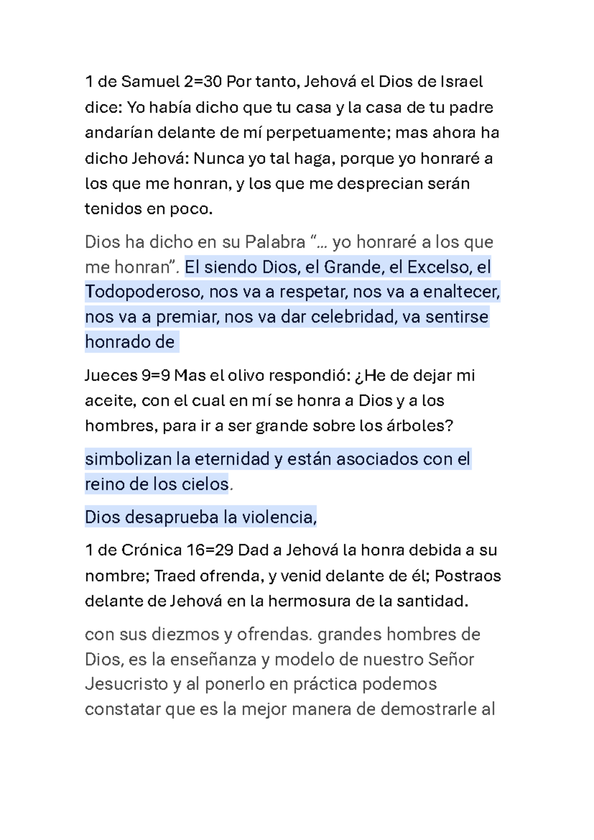 Honrar a Dios - adoracion - 1 de Samuel 2=30 Por tanto, Jehová el Dios ...