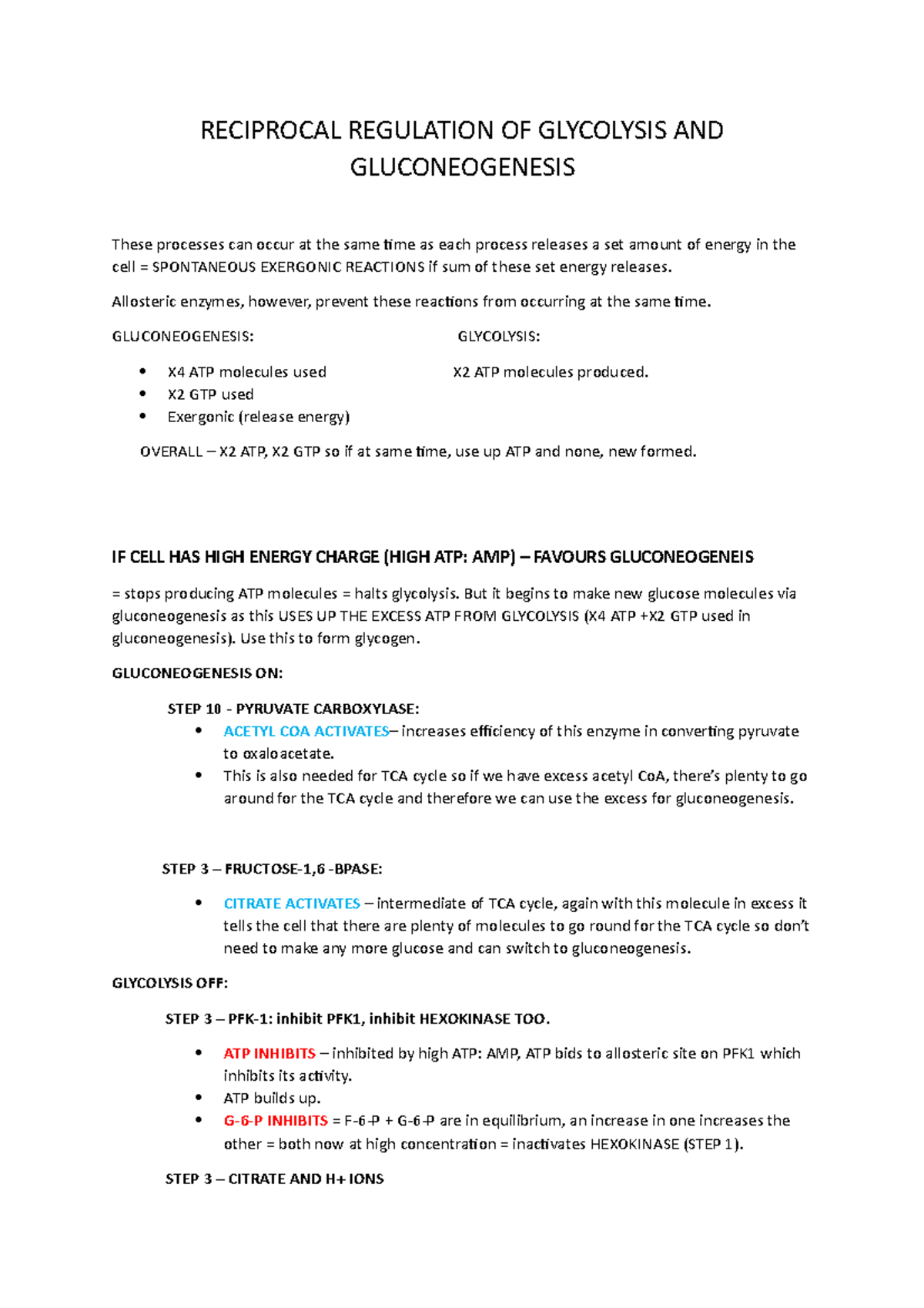 Reciprocal Regulation of Glycolysis and Gluconeogenesis - RECIPROCAL ...
