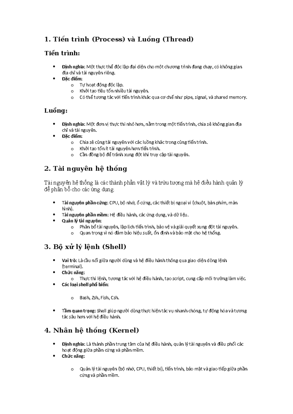 Các khái niệm trong hệ điều hành - câu 3 - 1. Tiến trình (Process) và ...