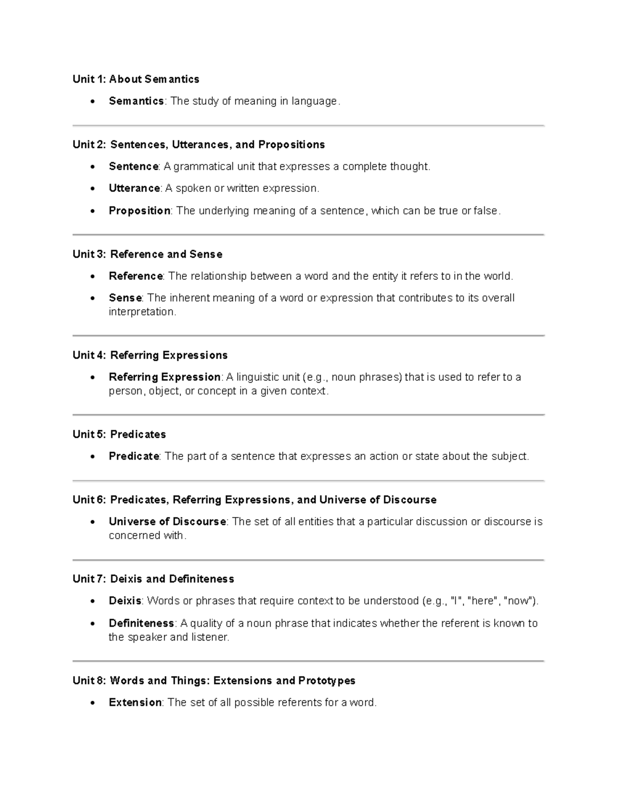 Semantics Definitions - Unit 1: About Semantics Semantics: The study of meaning in language ...