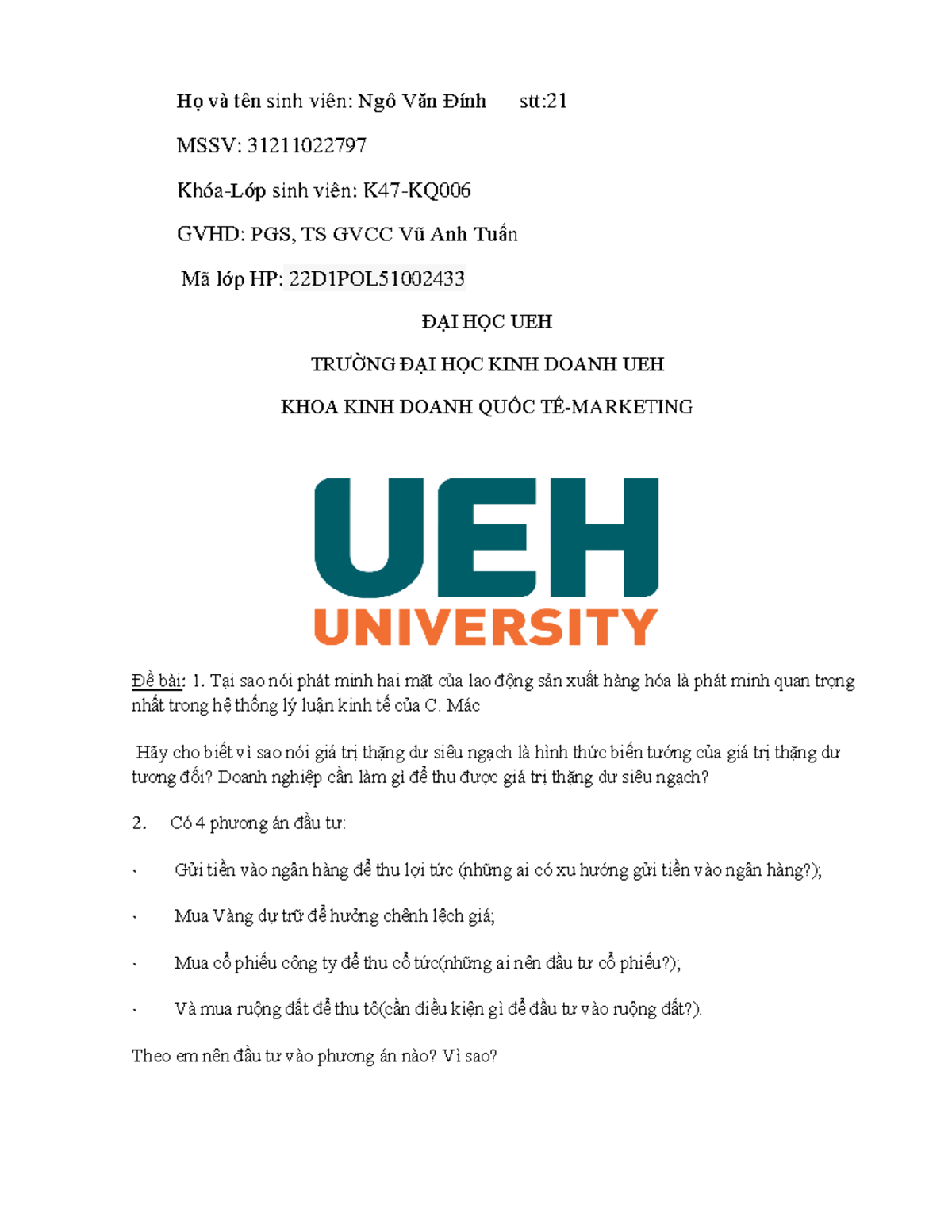 Stt 21 - Ngô Văn Đính - dryr - Họ và tên sinh viên: Ngô Văn Đính stt ...