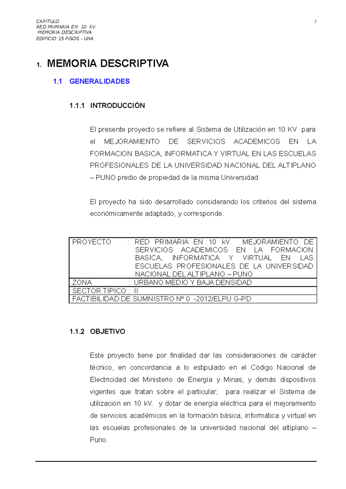 2.5 Memoria Descriptiva Media Tension - EDIFICIO 15 PISOS - UNA MEMORIA ...