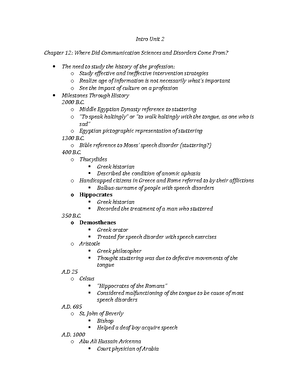 Intro to Comm Disorders Unit 1 - Intro to Comm. Disorder The ...