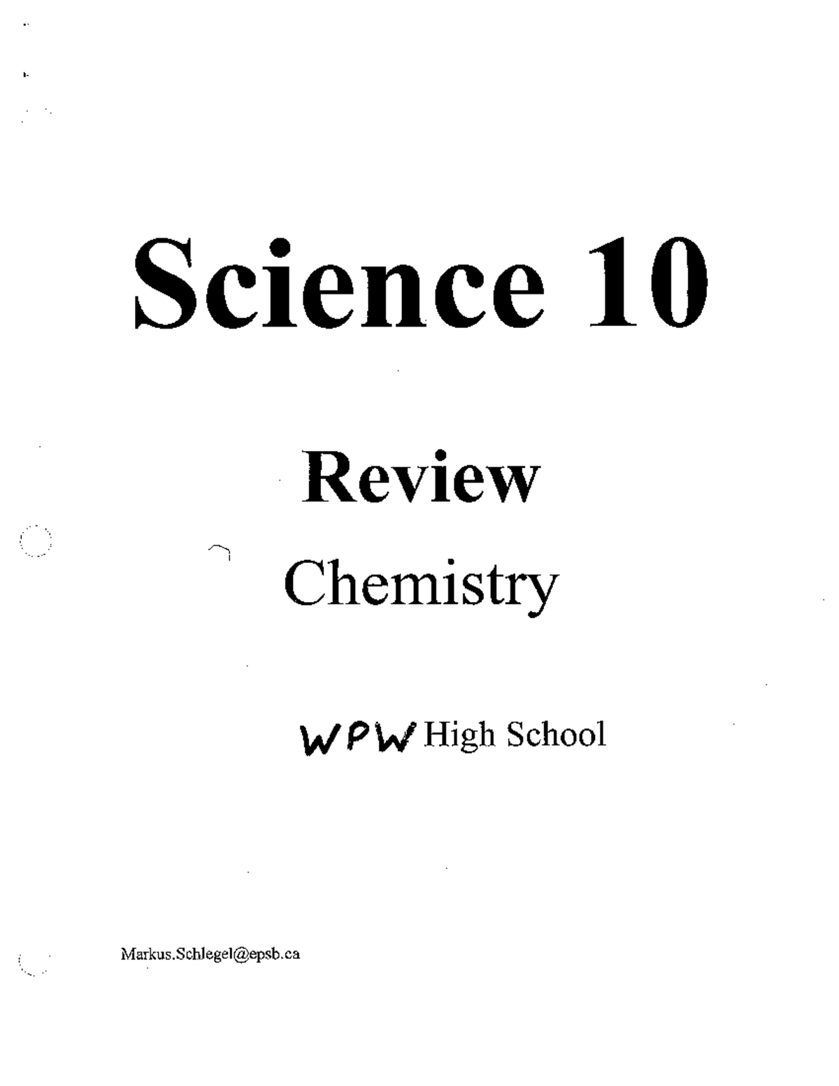 More Chemistry Review Science 10 2017 - Studocu