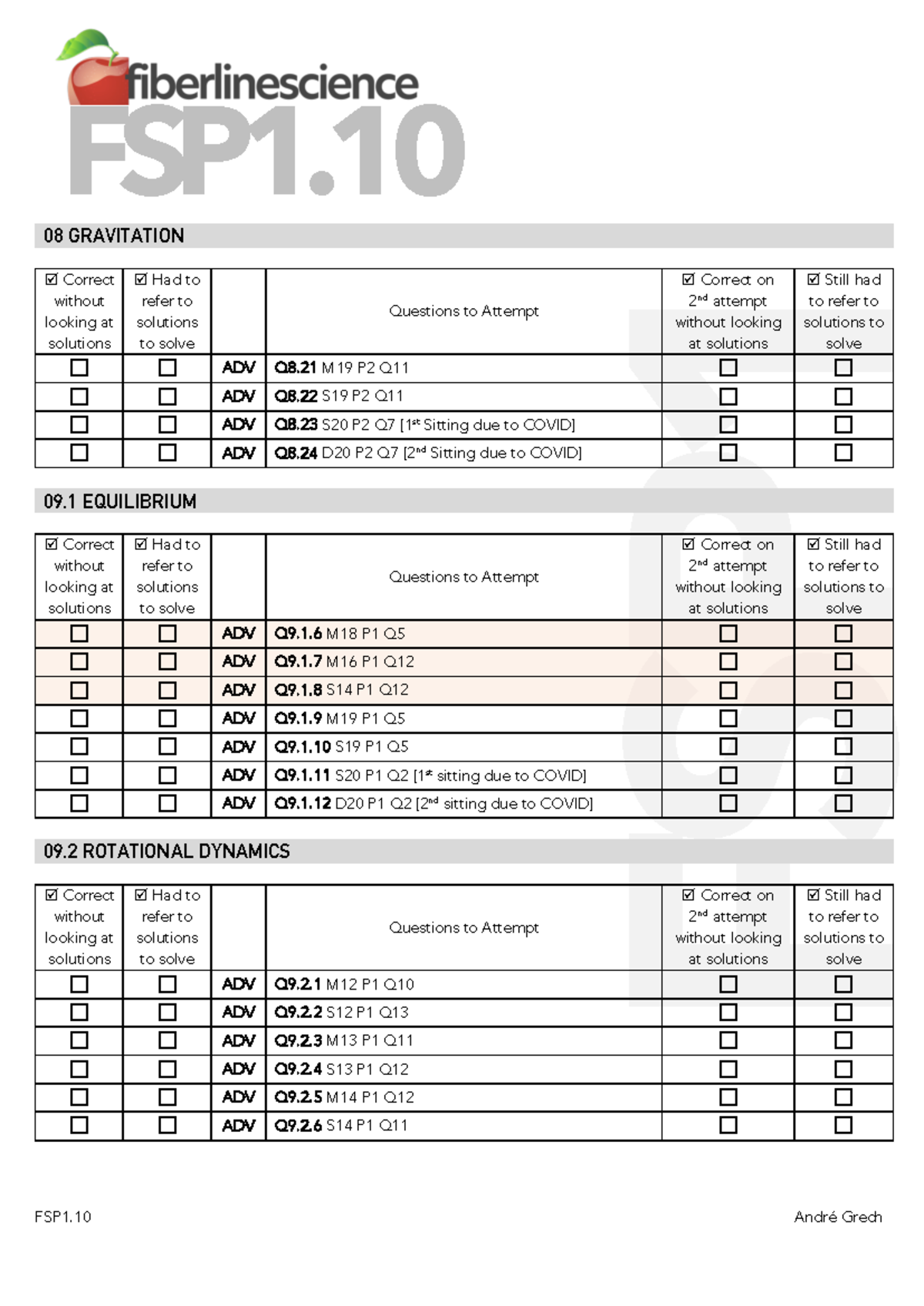 FSP1 - 10 André Grech FSP 08 GRAVITATION þ Correct without looking at ...