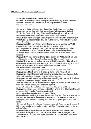 Parzival Zusammenfassung - Parzival - Wolfram von Eschenbach ...