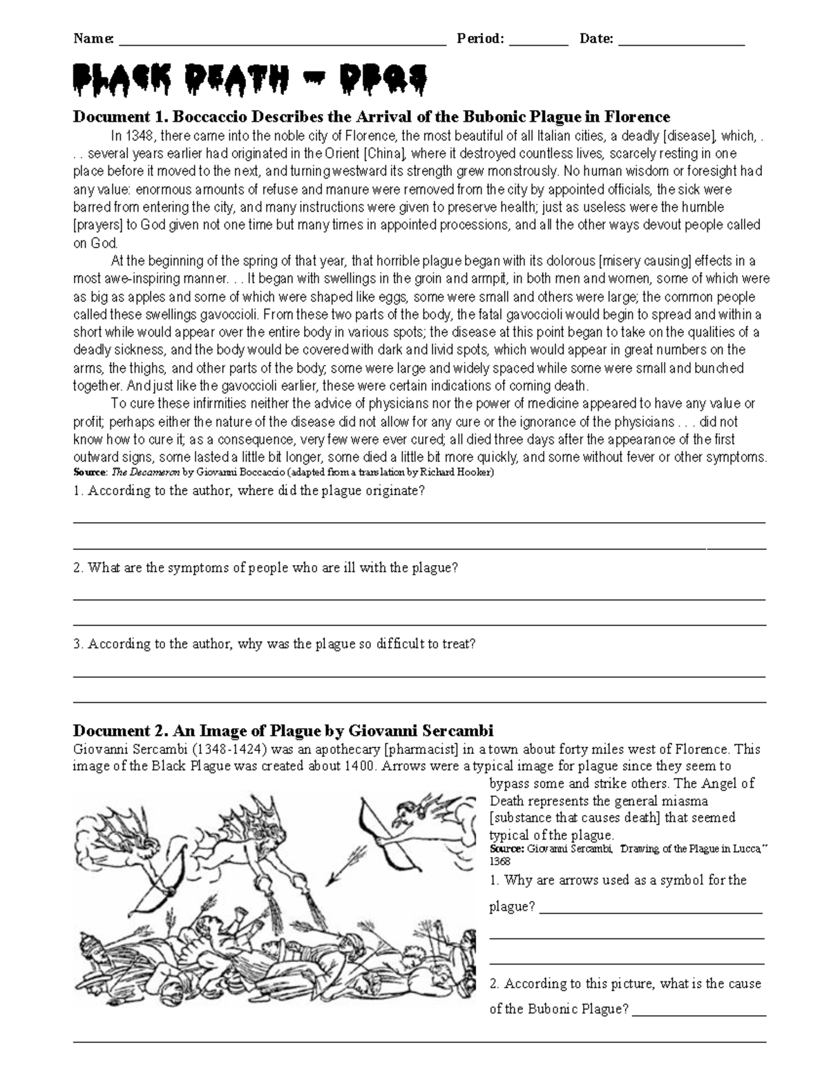 Black+Plague+DBQ - black plague - Name ...