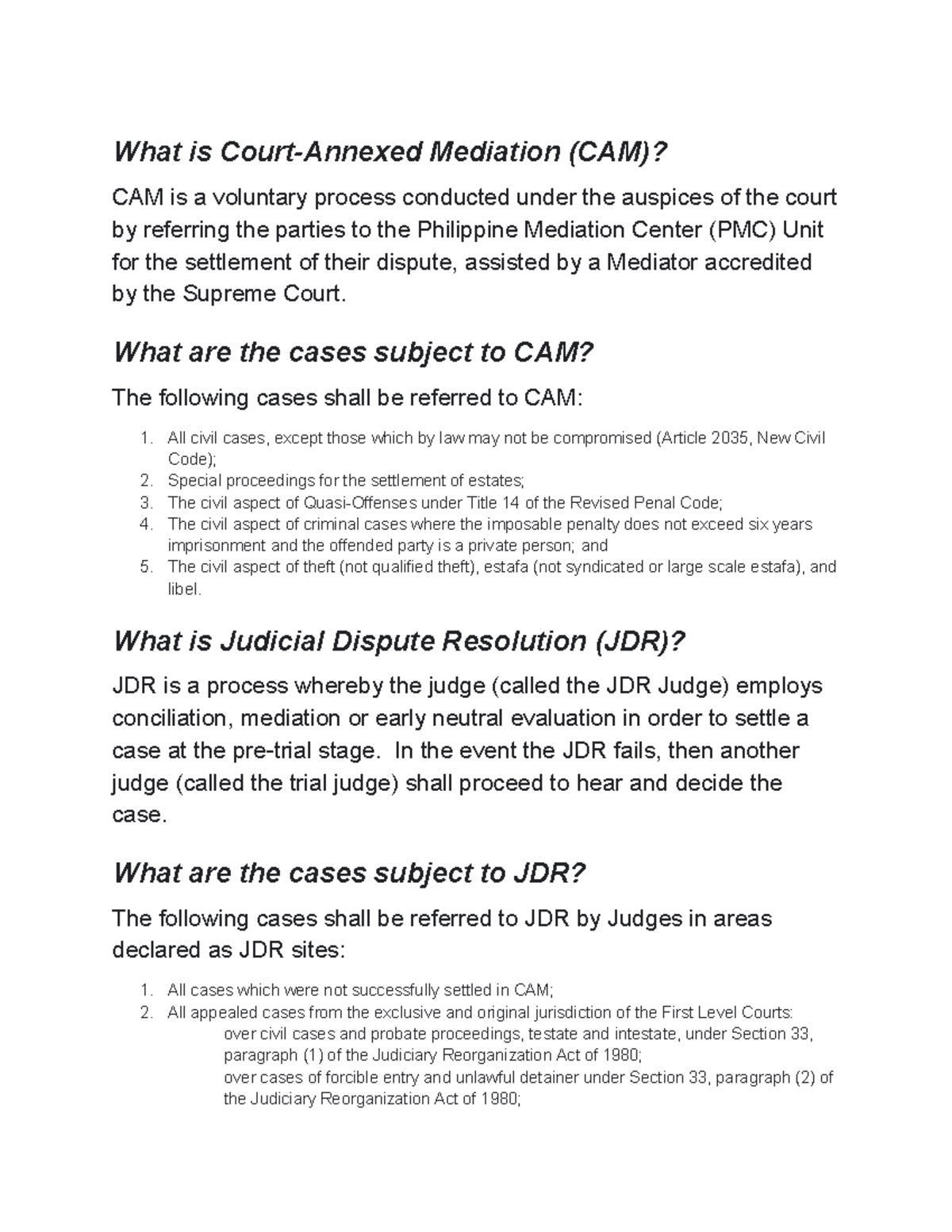 CAM - A brief notes for Court Annex Mediation. - What is Court-Annexed ...