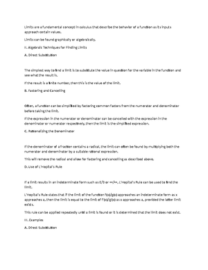 Definition of Limits - Definition of Limits: Limits are a fundamental ...