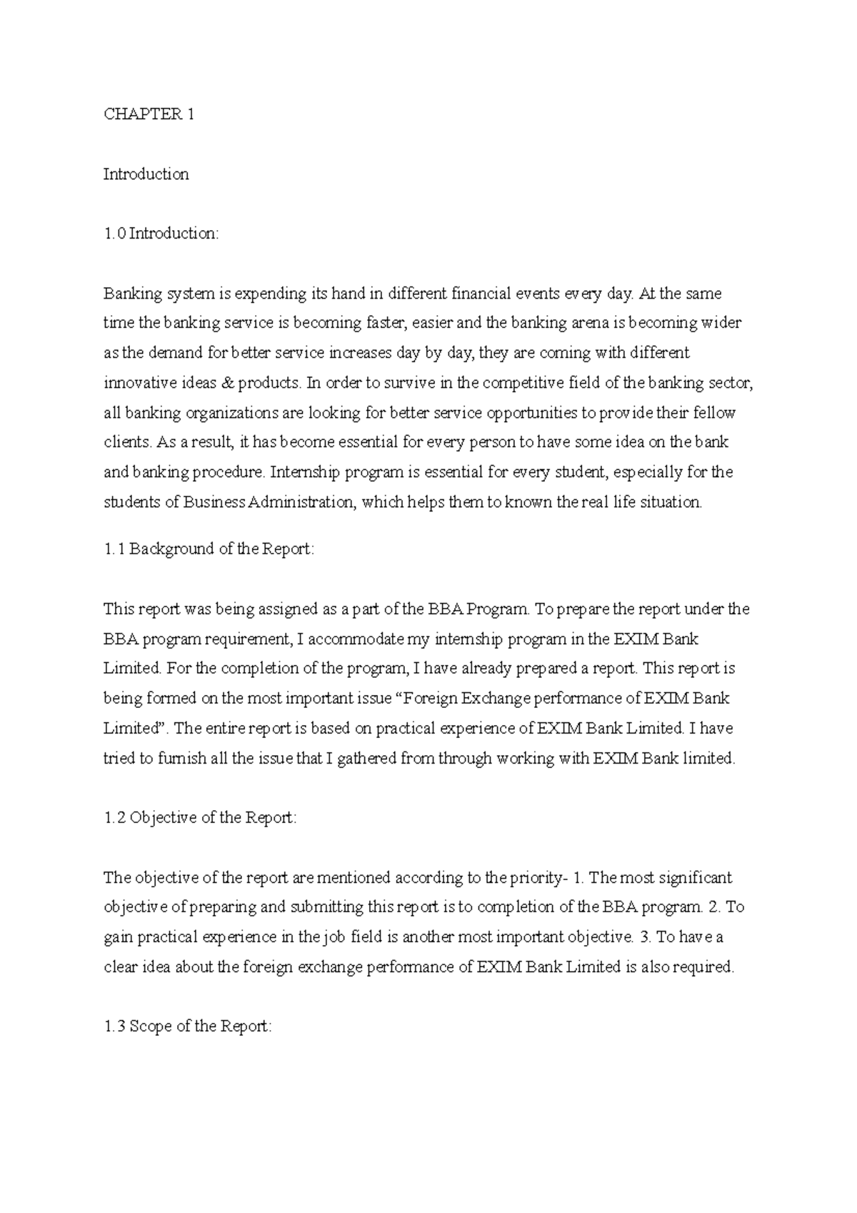 Internship report on foreign exchange activities of EXIM bank - CHAPTER ...