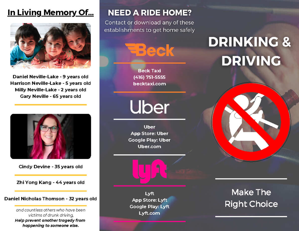 Drinking & Driving - dnd - Make The Right Choice Beck Taxi (416) 751 ...