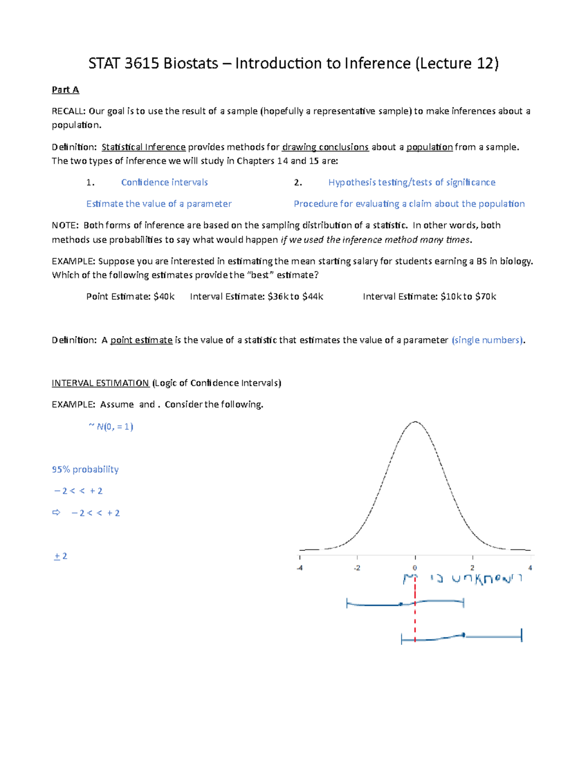 Lecture 12- Confidence Intervals - STAT 3615 Biostats – Introduction to Inference (Lecture 12 ...