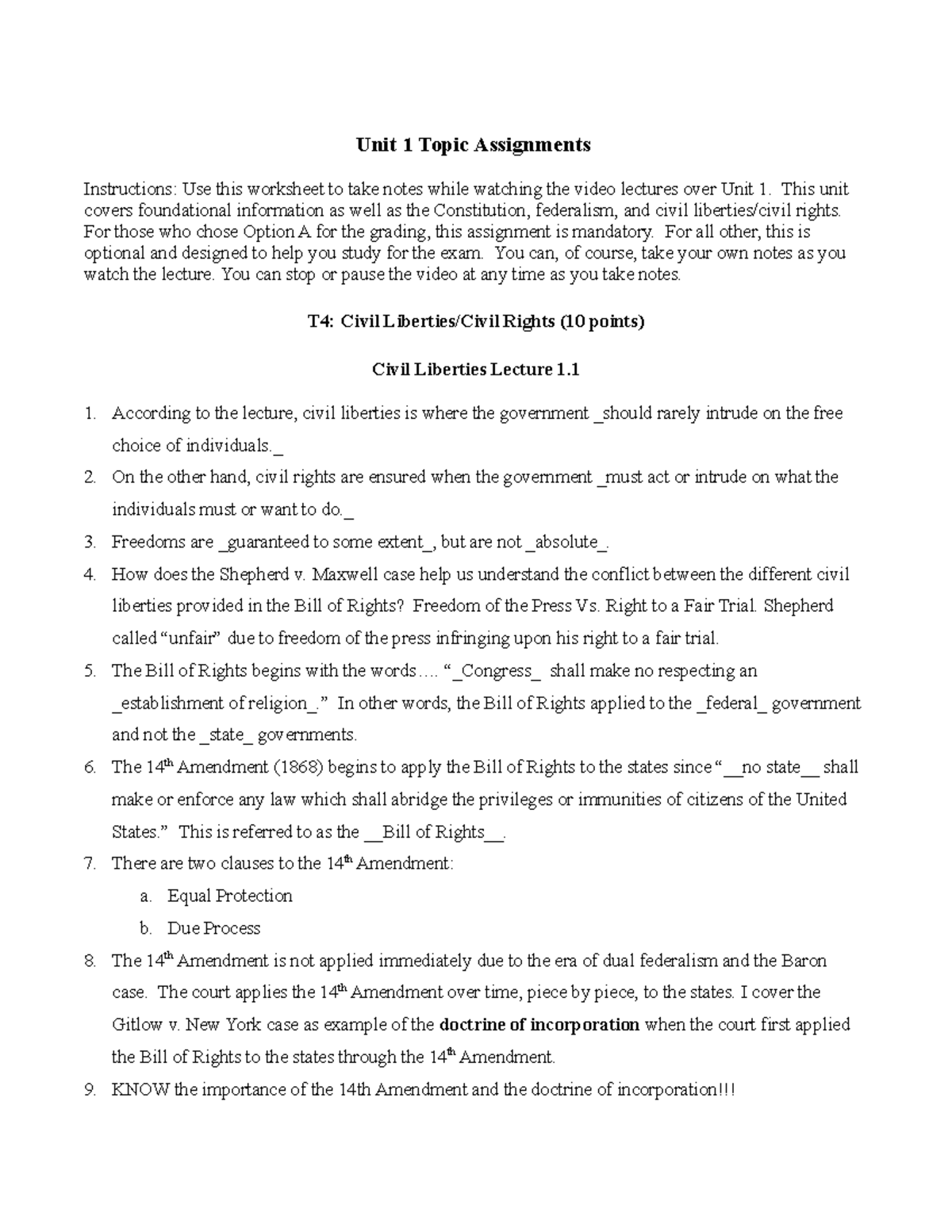 Unit 1 Topic Assignments Instructions - Studocu