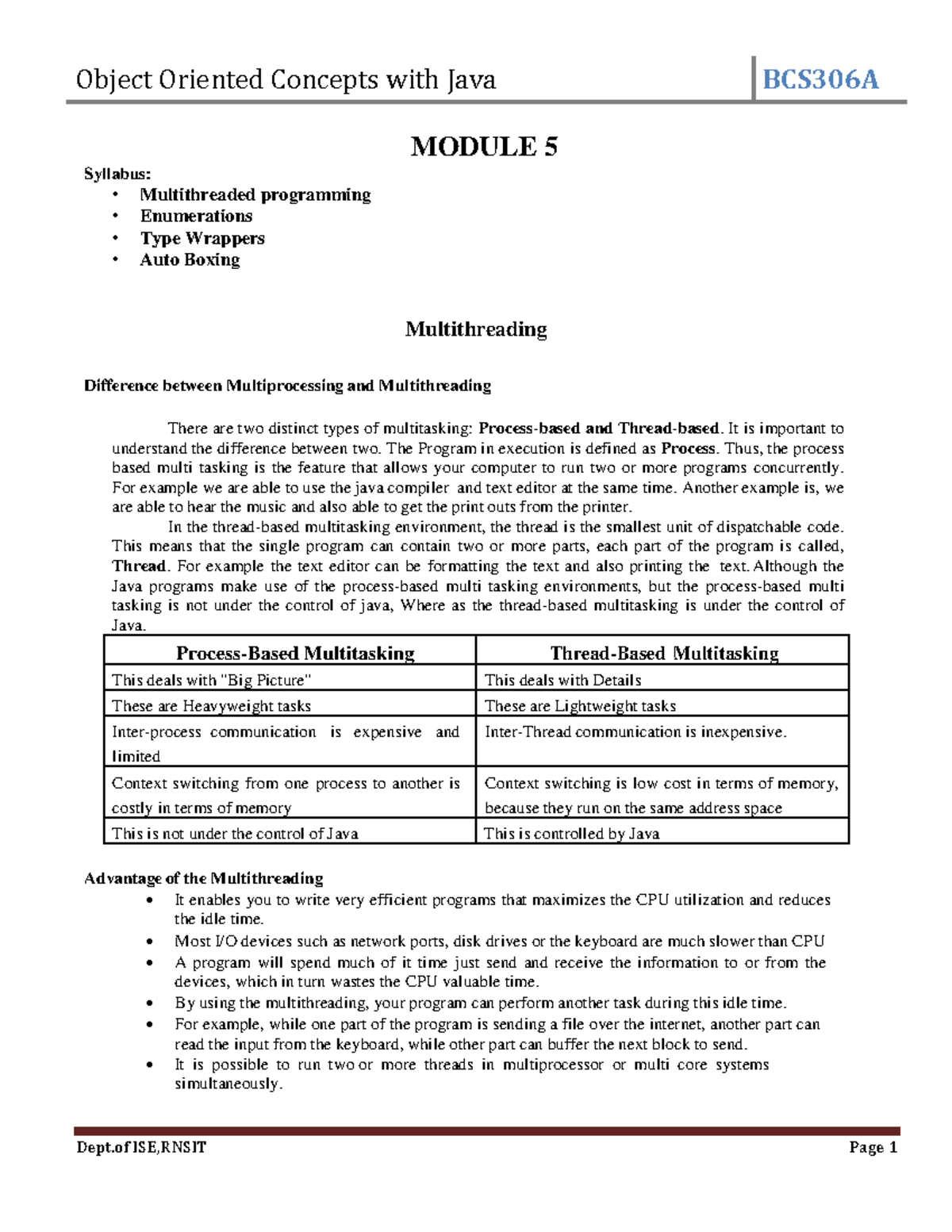 Module 5 - MODULE 5 Syllabus: • Multithreaded programming ...