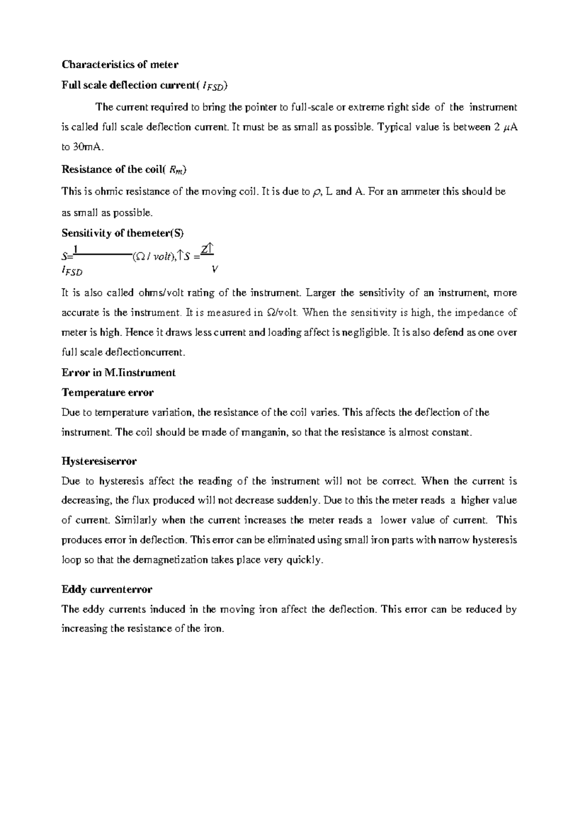 UNIT-1(Part-2) Measuring Instruments - Characteristics of meter Full ...