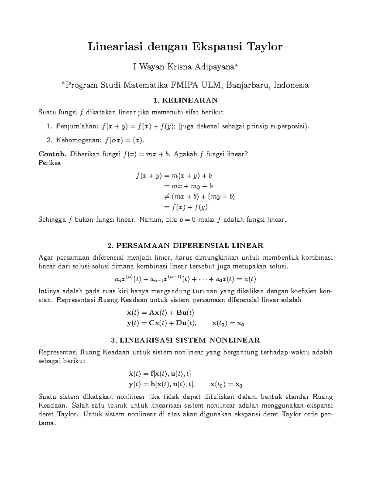 Berbagi-Cerita (Ekspansi Tayor) - Lineariasi dengan Ekspansi Taylor I ...