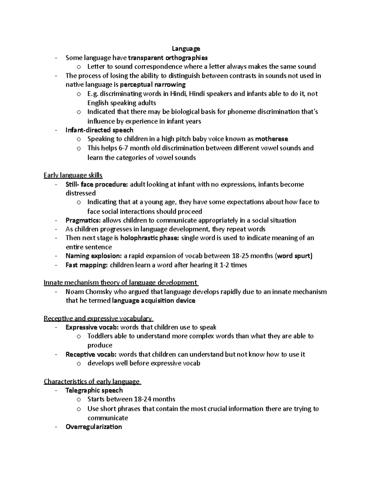 Psych chapter 6 week 6 - Characteristics of language. - Language Some ...